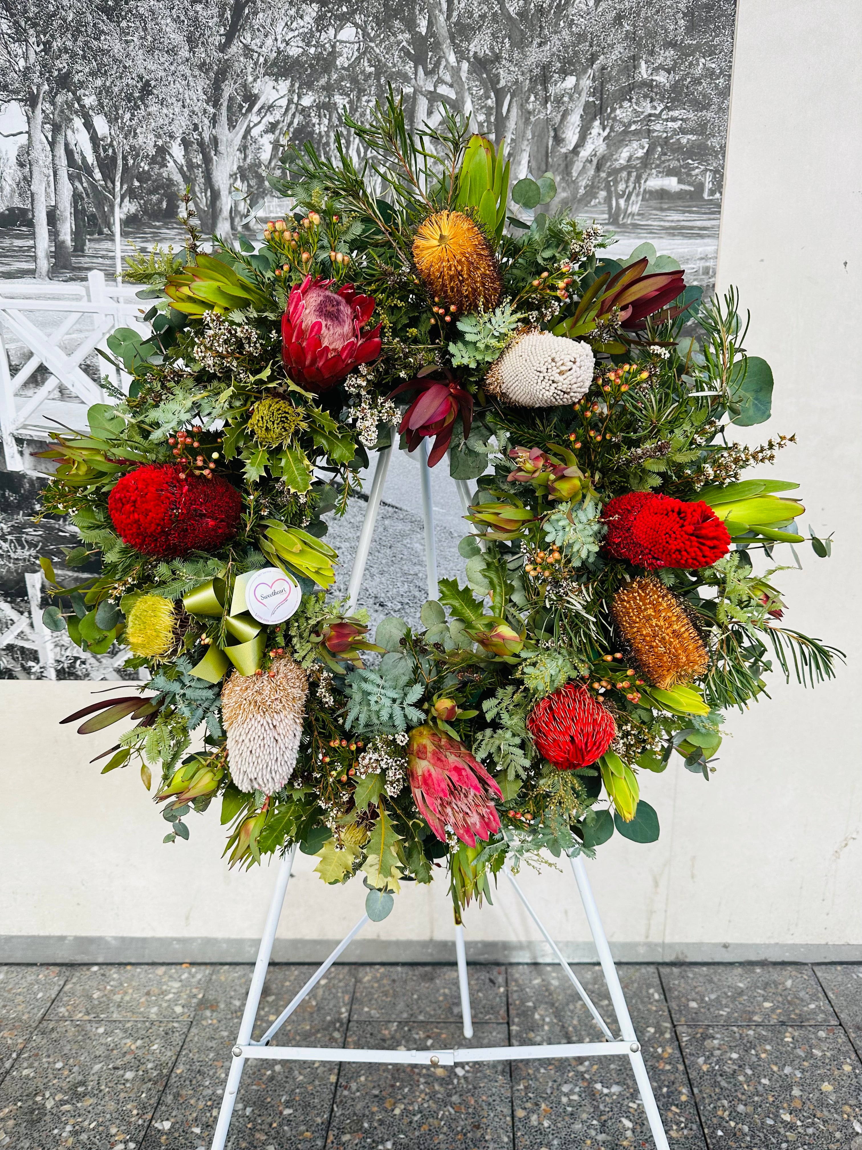 Australian Native Wreath – Sweetheart Florist